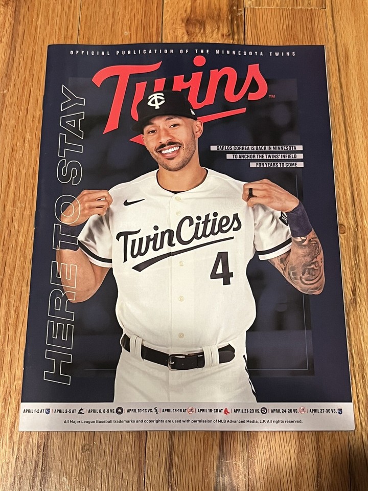 Minnesota Twins April 2023 SGA Scorecard Program Carlos Correa + Pocket ...