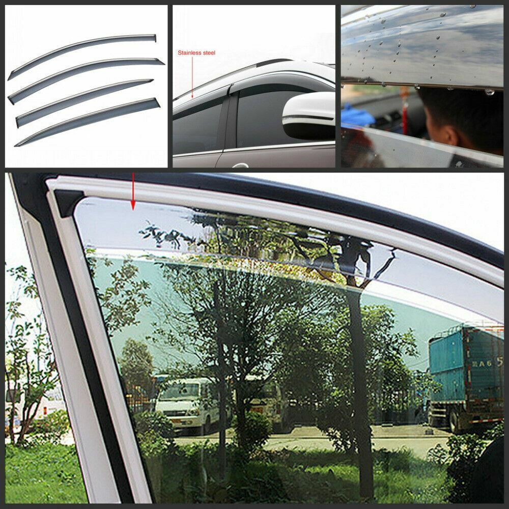 Fit Subaru Ascent 2019-2024 Window Vent Visors Rain Deflector Chrome ...
