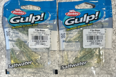 2 Packs Berkley Gulp! Minnow 1” Clear Green Silver Ice Fishing ...