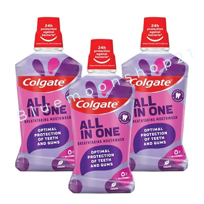 3 x 500ml Colgate All in One Breathtaking Mouthwash - Purple | eBay UK