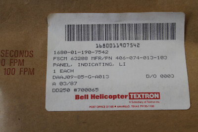 LOT OF 10 EA OH-58 HELICOPTER COCKPIT LIGHT PANEL 406-074-013-103 | eBay