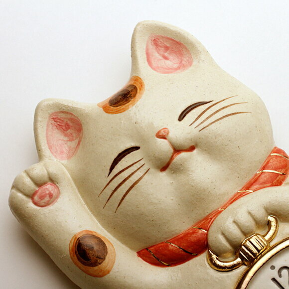 Lucky cat Japanese SETO ware porcelain Manekineko wall pendulum clock ...