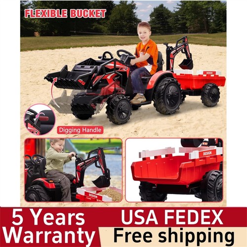 3 in 1 Ride on Tractor Excavator & Bulldozer 24V Electric Vehicles w ...