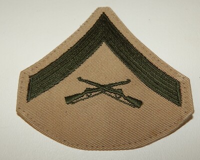 USMC Marine Corporal Crossed Rifles Khaki Green Chevron Patch E-4 | eBay