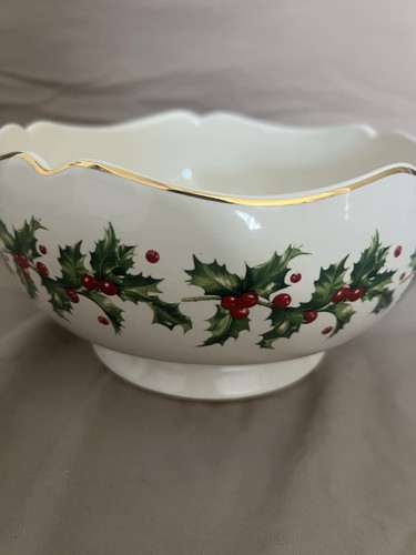 Lenox Teleflora Gift Holly Berries Ceramic Bowl Gold Trim 75th ...