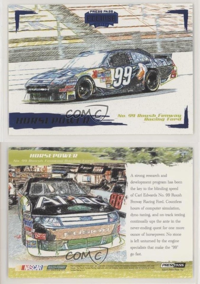 2011 Press Pass Eclipse Horsepower Retail Blue Foil Carl Edwards #51 ...