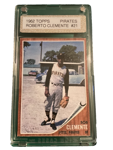 1962 Topps Robeto Clemente w/glove Pirates Variation Card Zion Mag Pro ...