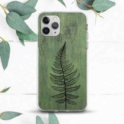 Green Wood Black Fern Leaf Case For iPhone 7 8 X SE 11 12 13 14 15 Pro ...