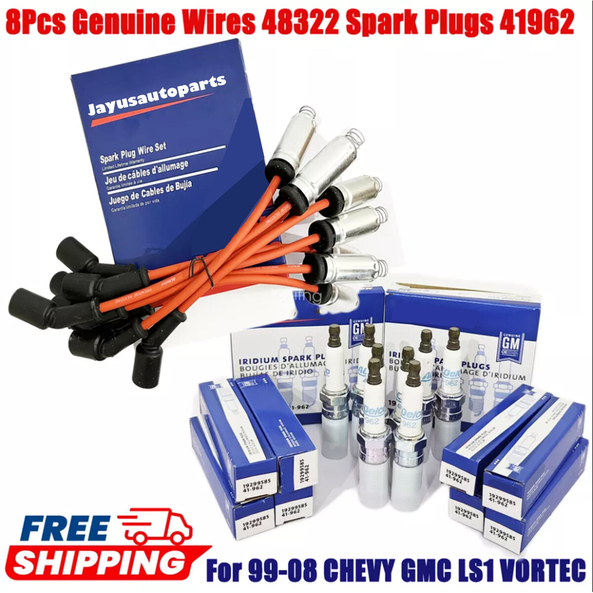 Genuine 8PCS Wires 48322 Spark Plugs 41962 Chevy Silverado GMC 4.8/5.3 ...