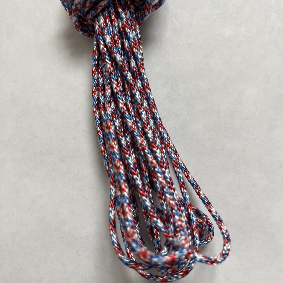 10 Yards Jimalax Sidewall Topstring #3 (3/32”) Dia. Red, White, Blue Cord String | eBay