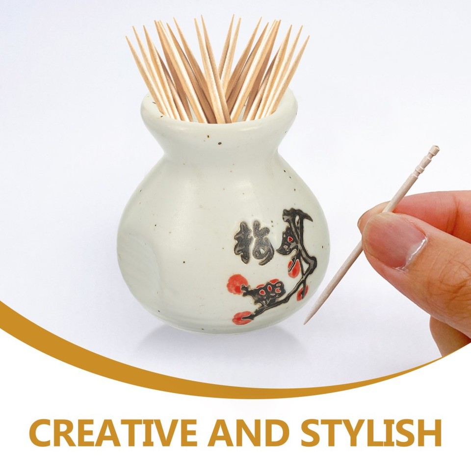 Toothpick Storage Jar Box Toothpicks Holder Dispenser Ceramic Pot ...