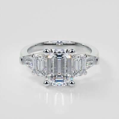 Lab Grown Diamond Emerald Cut Five-Stone Engagement Ring 2.81 CT VVS F ...