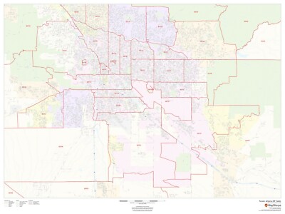 Tucson, Arizona ZIP Codes Laminated Wall Map (MSH) | eBay