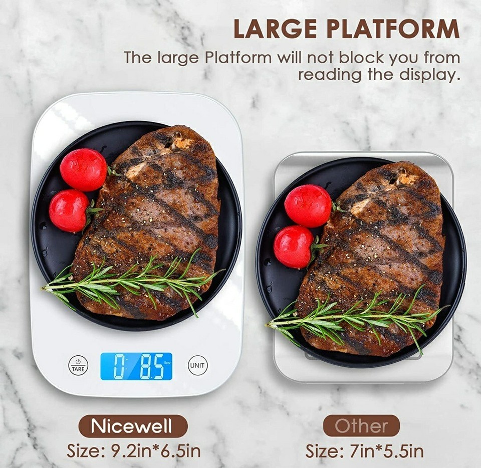 Nicewell Food Scale 22lb/10kg White Kitchen Scale for Baking Cooking ...