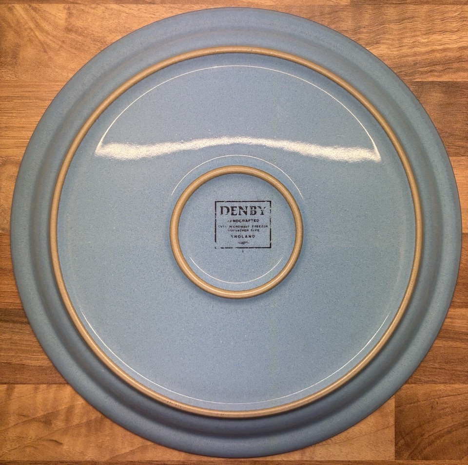 Denby Colonial Blue Large Dinner Plates 10 1/4 Inches 26cm X3 Small Set ...