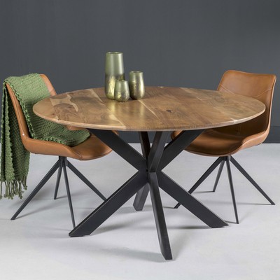 Esstisch Oslo Ø 120 cm Akazie Massivholz Metall Esszimmertisch ...