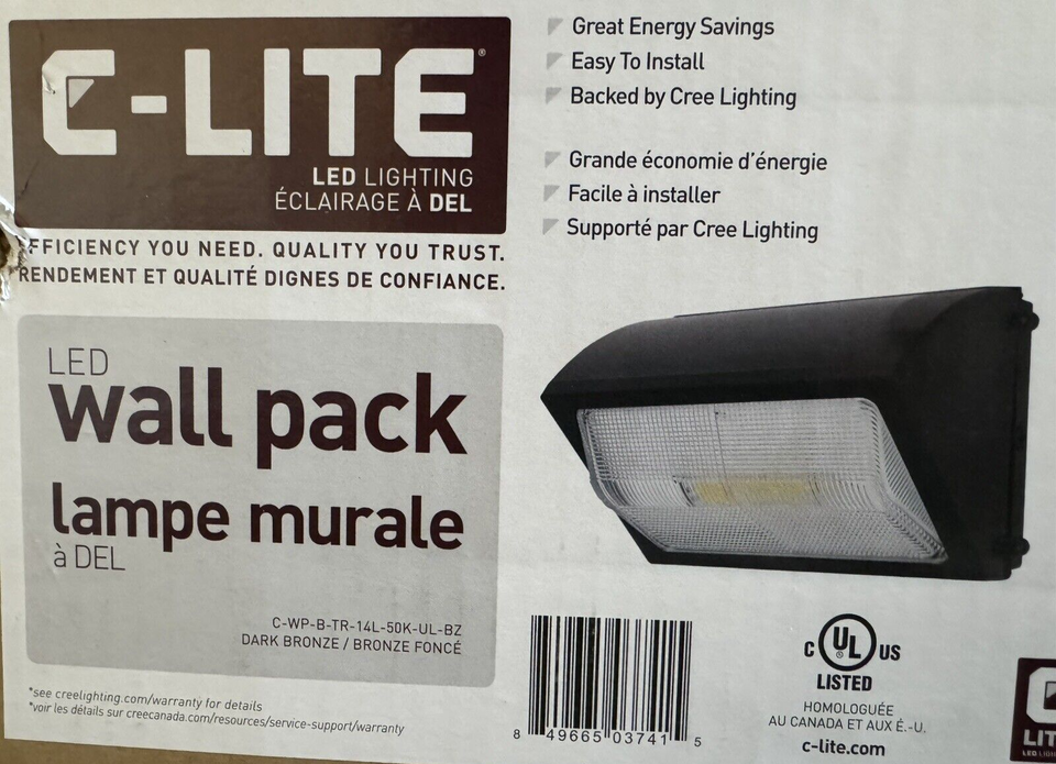Cree C-Lite C-WP-B-TR-14L-50K-UL-BZ LED Wall Pack Bronze, 14,300 Lumens ...