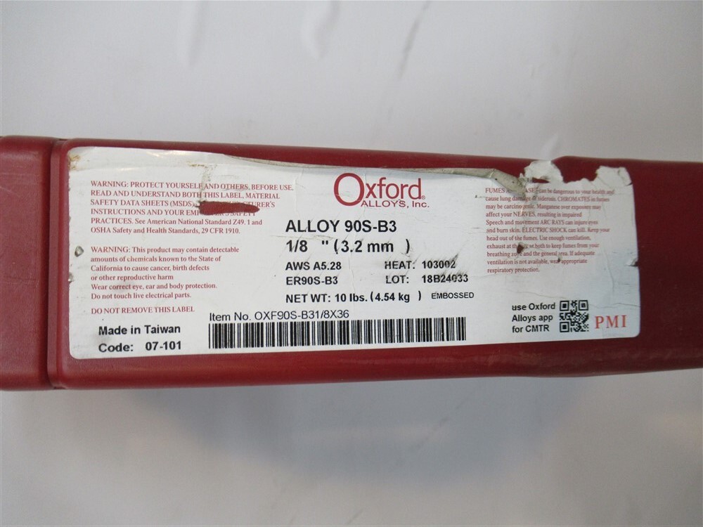 Oxford OXF90S-B31/8X36, 1/8" x 36" ER90S-B3 Tig Welding Rod, 10 lbs ...