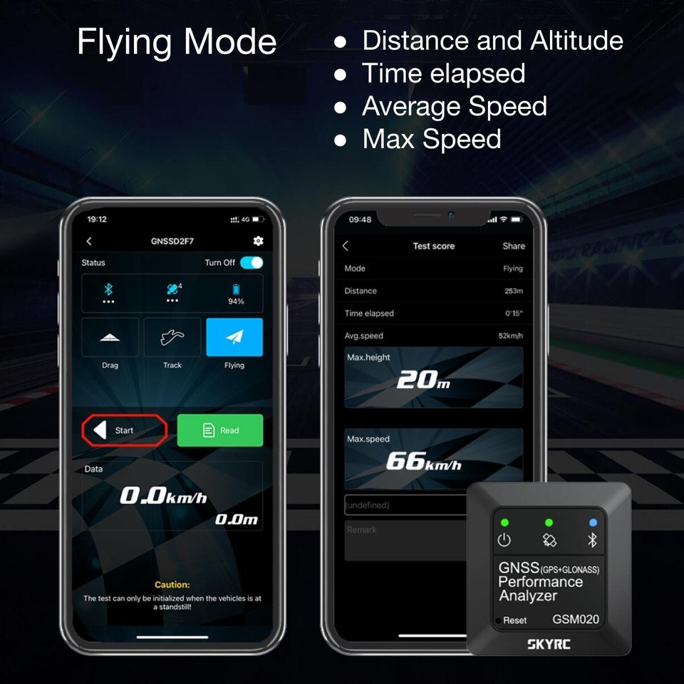 SKYRC GNSS (GPS+GLONASS) Speedometer for RC Cars and Planes, Bluetooth ...