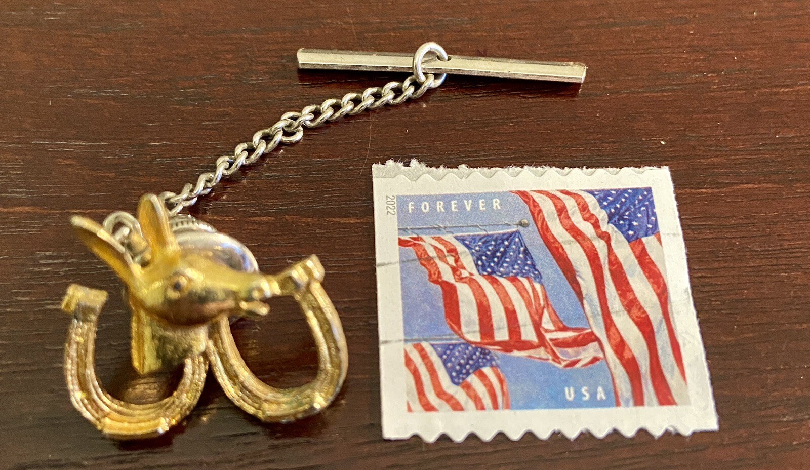 Vintage 1968 Democratic Jackass Donkey Lucky Horseshoe Tie Tack Pin ...