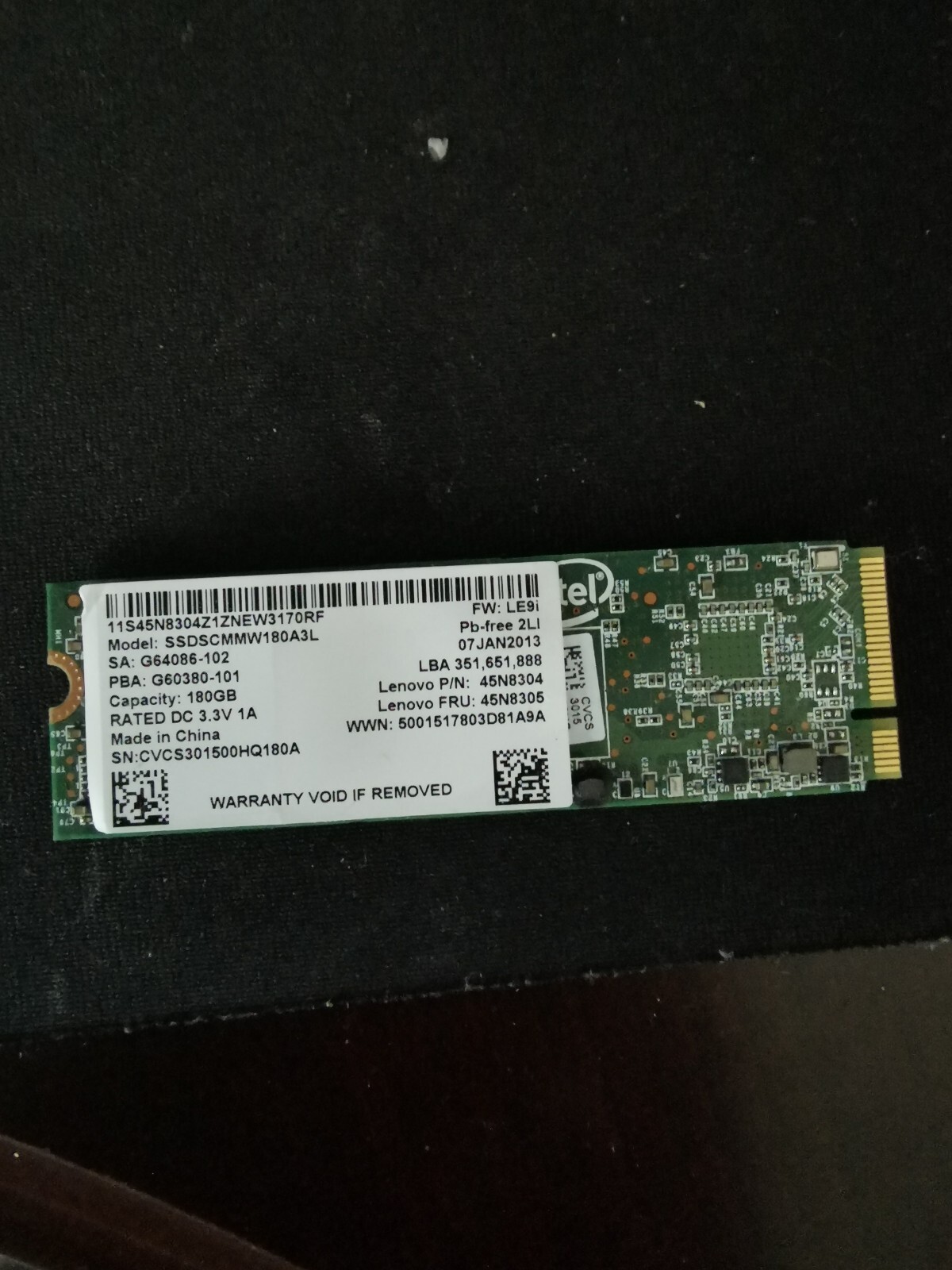 Intel SSDSCMMW180A3L 180GB SSD M.2 P/N: 35N8304 | eBay