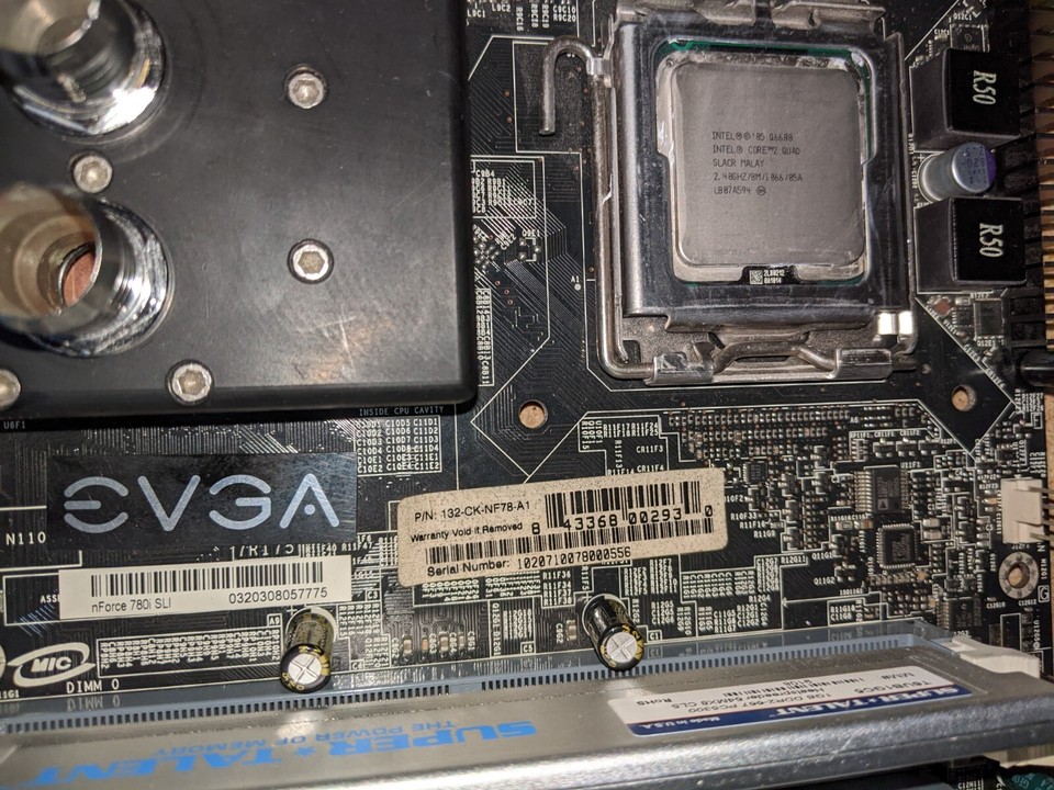 EVGA Motherboard NVIDIA 780i SLI Chipset + Intel Q6600 CPU + 2GB RAM AS ...