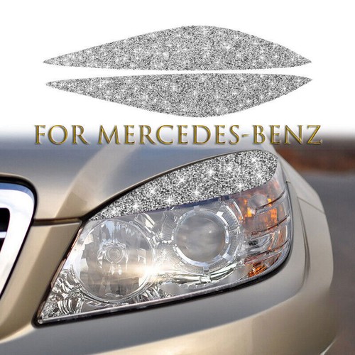 Bling Diamond Car Headlight Eyelid Eyebrow Trim Cover For Benz C W204 ...