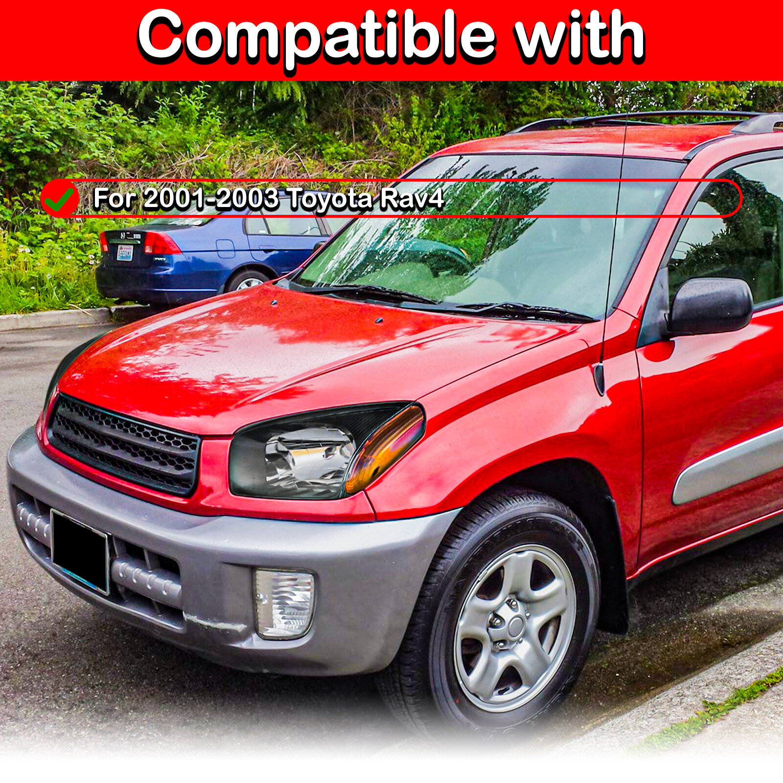 Fit For 2001 2002 2003 Toyota RAV4 RAV-4 Black Edition Headlights ...