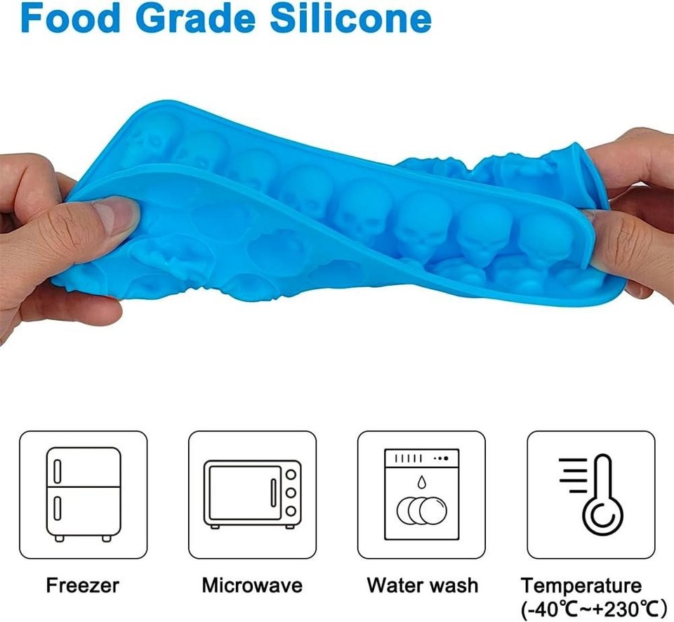 Skull Silicone Mold, 3 PCS Mini Gummy Molds Non-Stick Chocolate Mold ...