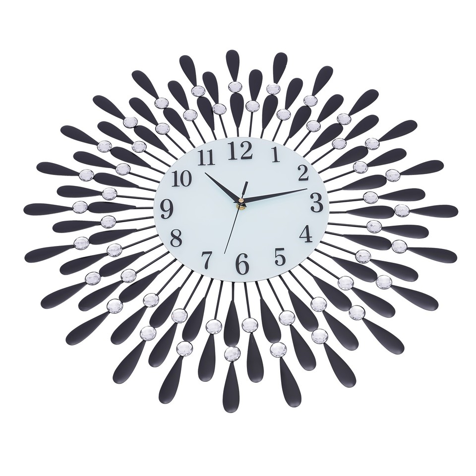 Luxury Large Wall Clock 3D Metal Living Room Feather Wall Watch Home ...