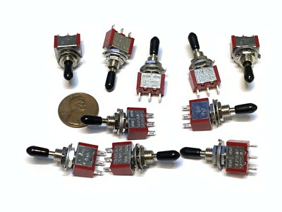 10 Black sleeve CAP SPDT 3 Pins 12v Momentary 6mm Toggle Switch mts1 6a ...