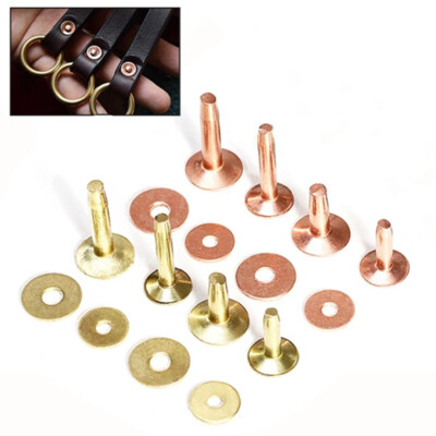 10pcs Solid Brass Rivets & Burrs Leather Craft Belt Luggage Rivets ...