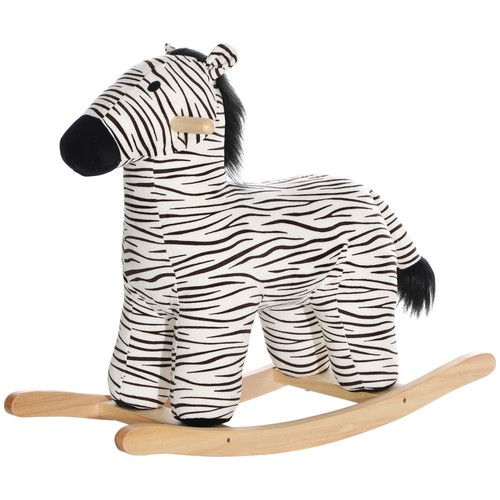 Baby Rocker Zebra Shaped Kids Rocking Horse with Realistic Sound for 2 ...