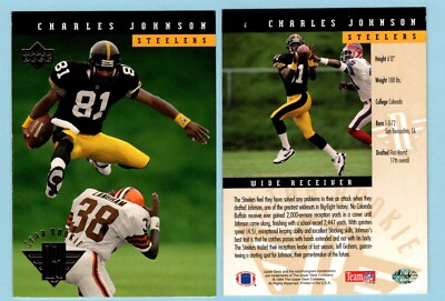 1994 Upper Deck #4 Charles Johnson Steelers Rookie Card Wide Receiver ...