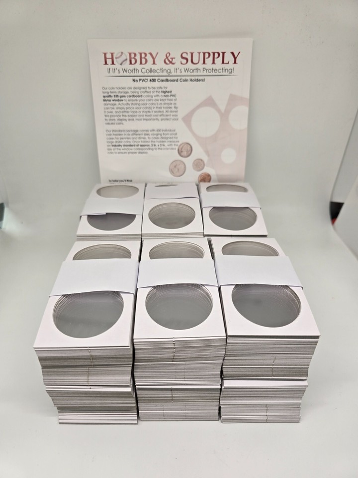 600 Premium H&S 2x2 in Cardboard Coin Flip Mylar LARGE D 40mm Size | eBay