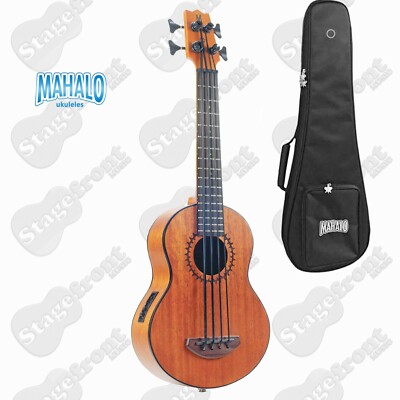MAHALO MB1 BASS UKULELE WITH PICK UP. AQUILA THUNDERGUT STRINGS GIG BAG ...
