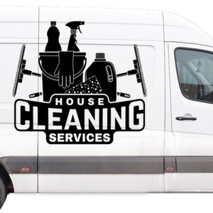 Cleaning company wall sticker van ironing service graphics decal art ...