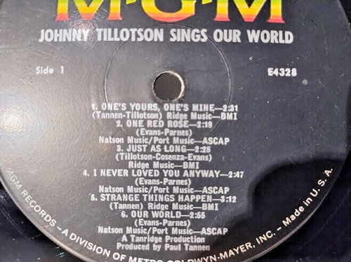 JOHNNY TILLOTSON SINGS MGM VINYL RECORD E4328 | eBay