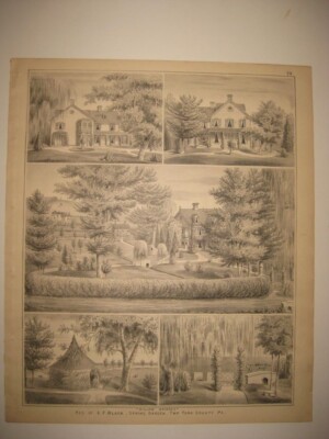 ANTIQUE 1876 SPRING GARDEN TOWNSHIP PENNYSLVANIA LITHOGRAPH PRINT FINE ...