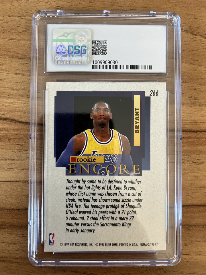 1996-97 Fleer Ultra #266 Kobe Bryant Rookie Encore CSG 8 Los Angeles ...