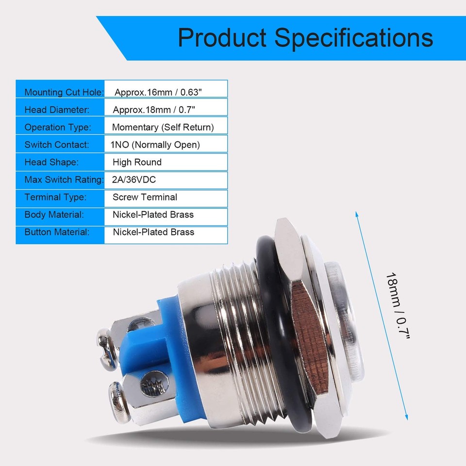 Momentary Metal Push Button Switch, Start Button ON/Off Starter Switch ...