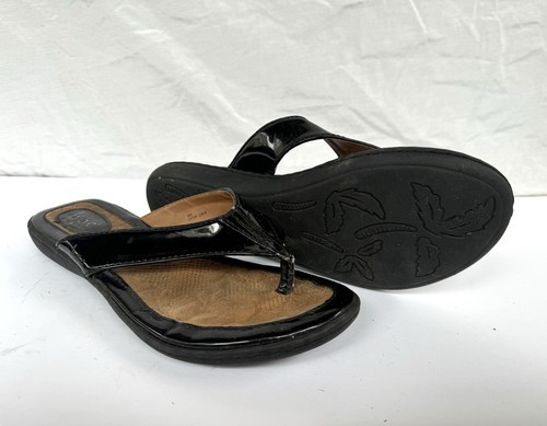 BOC Born Concept Sandals Womens 9M Black Patent Leather Slip On Thong ...