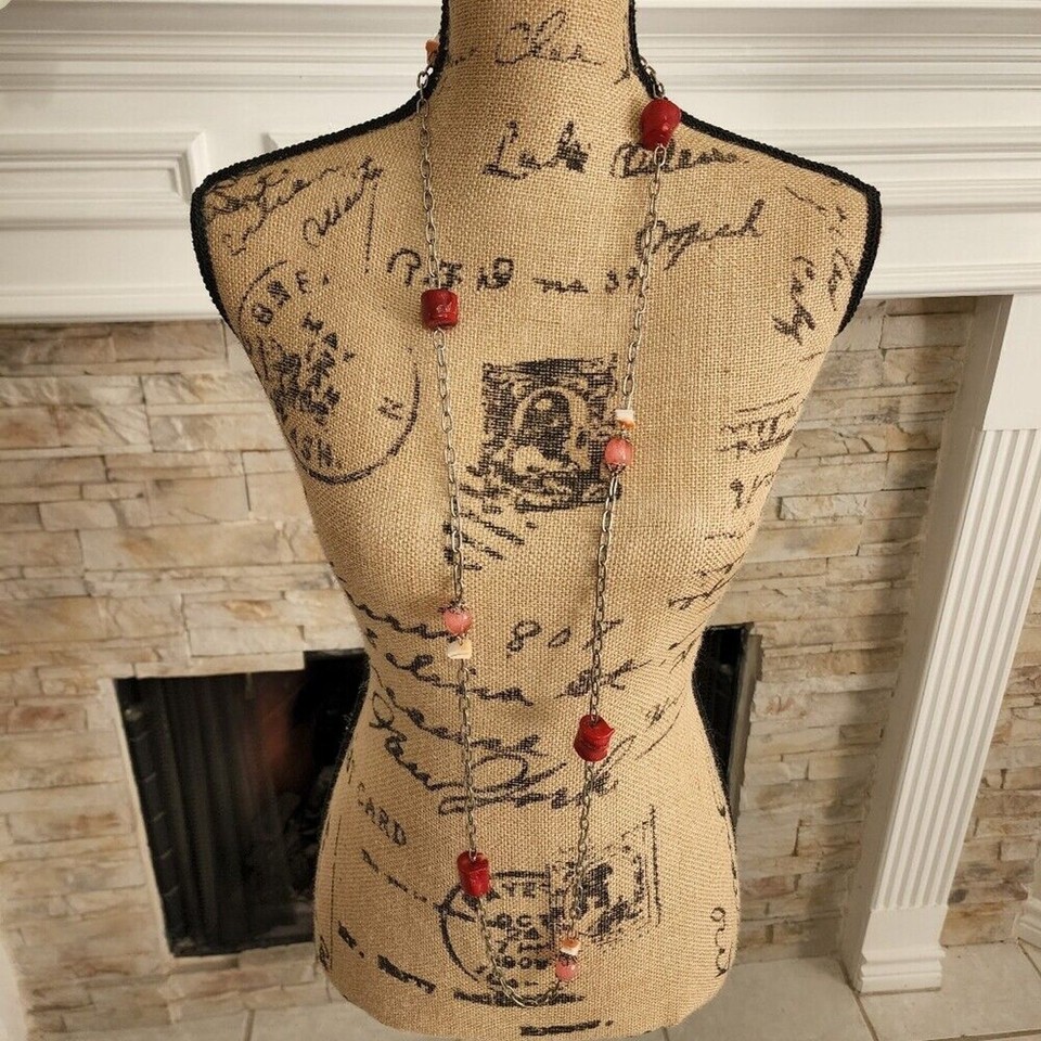 Treska semi precious stone and shell long necklace new | eBay