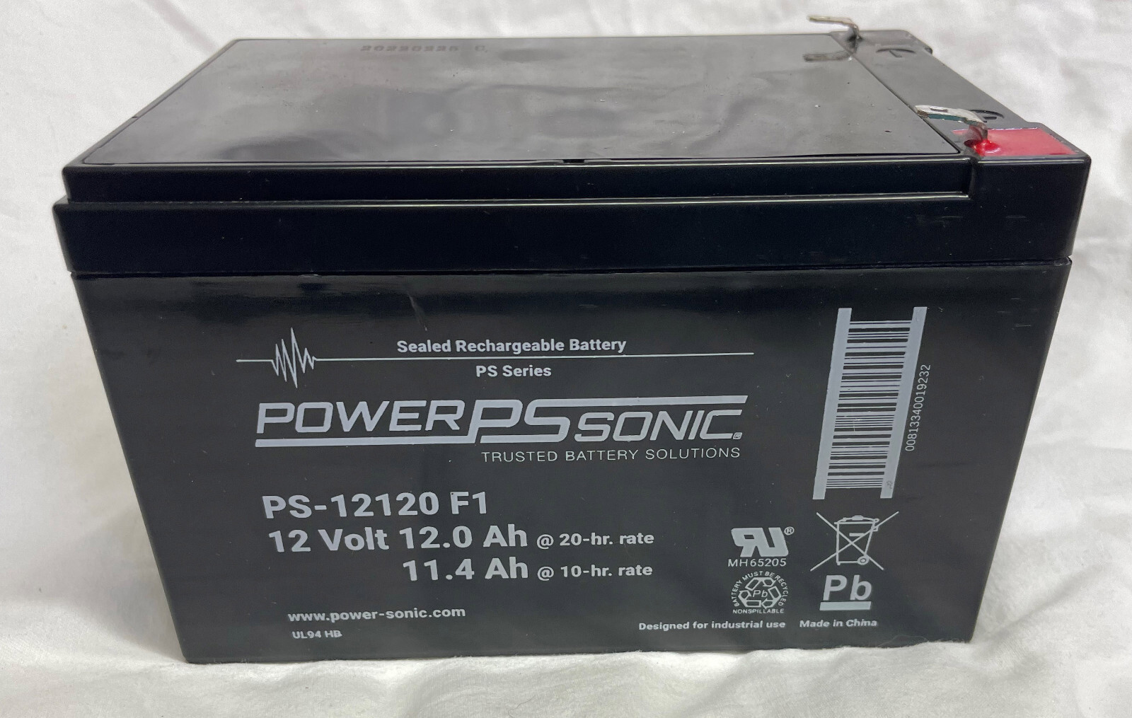 PS-12120 Power-Sonic 12 volt 12Ah Rechargeable Lead Acid 12V PS12120 ...