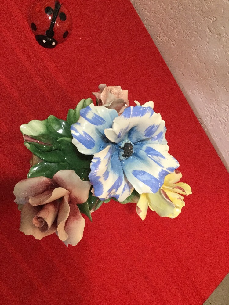 VTG Capodimonte Porcelain Bowl of Roses Centerpiece "N" Crown Backstamp ...