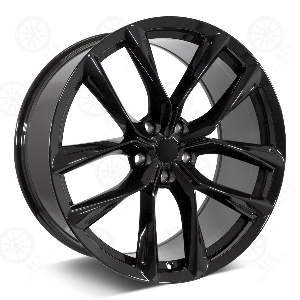 22" Gloss Black Staggered set of (4) Wheels Fits Tesla Model S, Model X ...