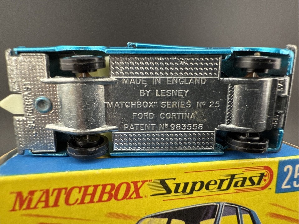 Vintage Lesney Matchbox Superfast #25 BLUE FORD CORTINA GT Original Box ...