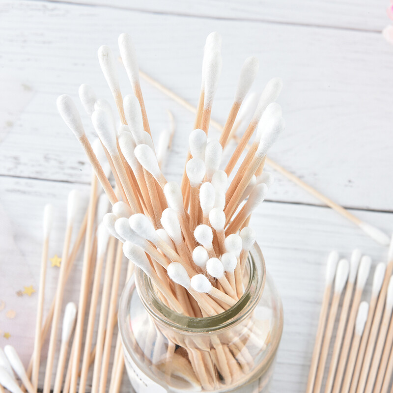 100X medical swabs 6'' long wood handle sturdy cotton applicator swab q ...