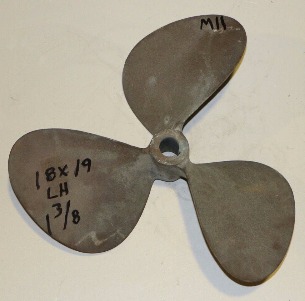 18 X 19 BRONZE 3 Blade LH Propeller 1-3/8" Bore Prop Inboard Wheel M11 ...