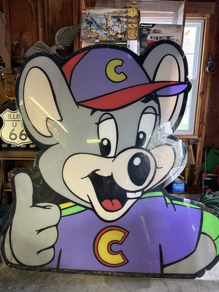 VINTAGE ORIGINAL CHUCK E CHEESE STORE FRONT ADVERTISING MARQUEE SIGN ...